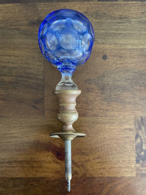 OUTSTANDING ANTIQUE KOBALT Blue French Victorian Glass Newel Post ...