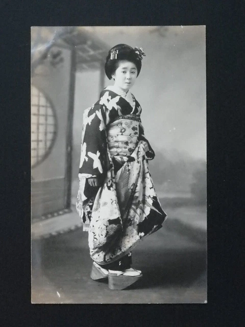 VECCHIA CARTOLINA GIAPPONESE Foto Oiran Geisha Maiko Attrice Donna 6 ...