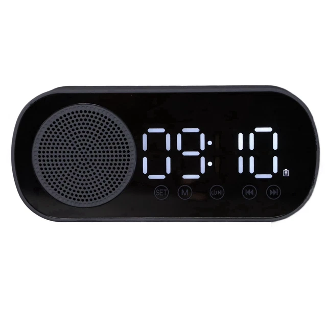 DIGITAL ALARM CLOCK Hifi Fm Radio Rechargeable Bt 5.0 Speaker Mirror ...
