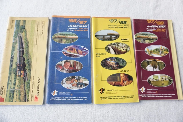 1990S IRISH TRAIN Railway Intercity Timetable Ireland x4 Dublin Ref 7 £ ...