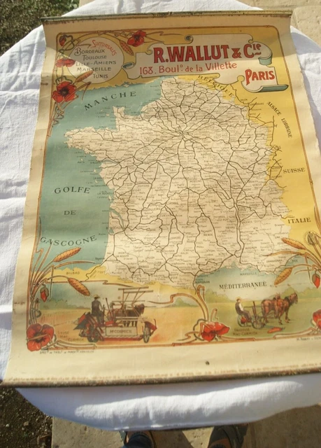 ANCIENNE CARTE DE FRANCE des établissements R.WALLUT PARIS EUR 300,00 ...