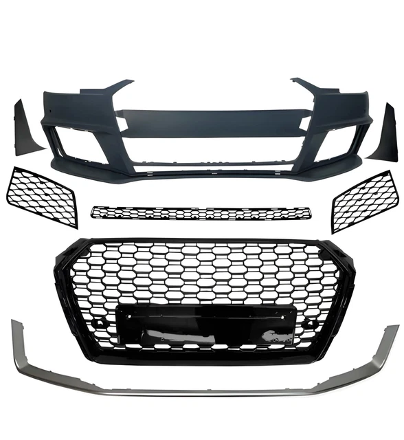 FRONT BUMPER BODY Kit Rs4 Look With Gloss Black Grille For Audi A4 B9 ...