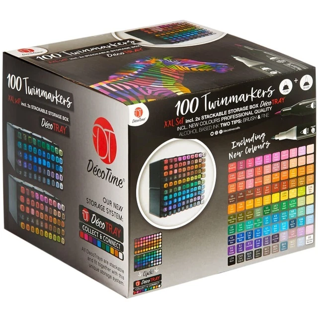 DECOTIME 100PK TWIN Markers | Paint ART Deco Tray ANY SURFACE ...