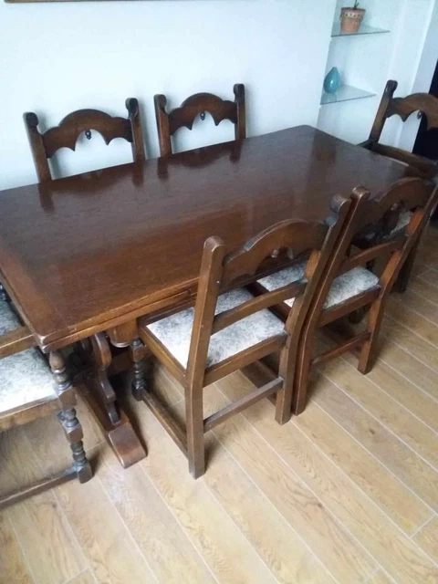 OAK DINING TABLE and Six Chairs - Bevan Funnell Reprodux £300.00 ...