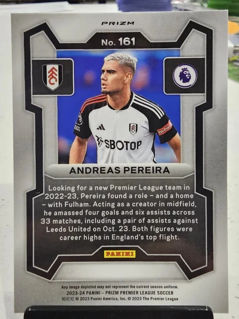 23-24 PANINI PRIZM Premier League Soccer Andreas Pereira Orange Hyper ...