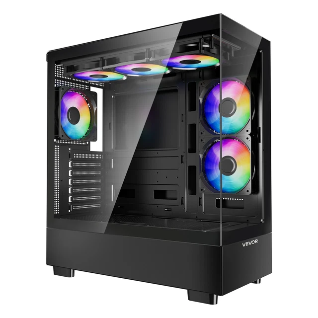 VEVOR MID-TOWER ATX PC Gaming Case Computer Case with 6 x 120 mm PWM ...