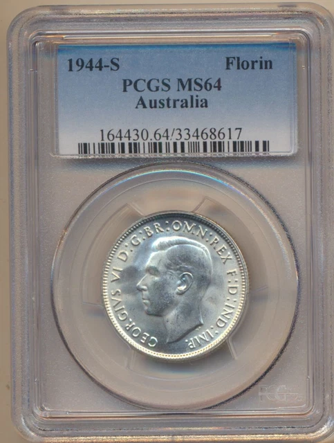 AUSTRALIA: 1944-S KGVI 2/- Florin PCGS Slabbed MS64 Choice UNC $129.99 - PicClick AU