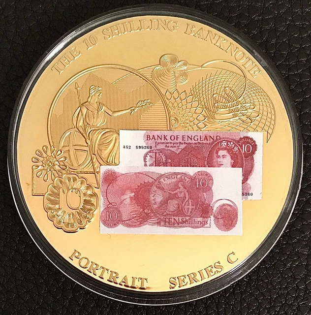 BRITISH BANKNOTES &THE 10 Shilling Banknote Coin" 50mm 2010 with COA ...