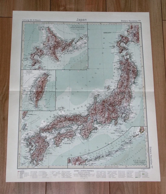 1932 ORIGINAL VINTAGE Map Of Japan / Hokkaido Taiwan Kuril Islands £21. ...