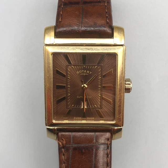 VINTAGE RARE ROTARY Reversible Automatic Brown Gold Mens Watch -Read ...
