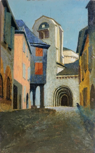 PEINTURE HUILE SUR Carton, Signée P.MERVILLE, Paysage, Art Moderne ...