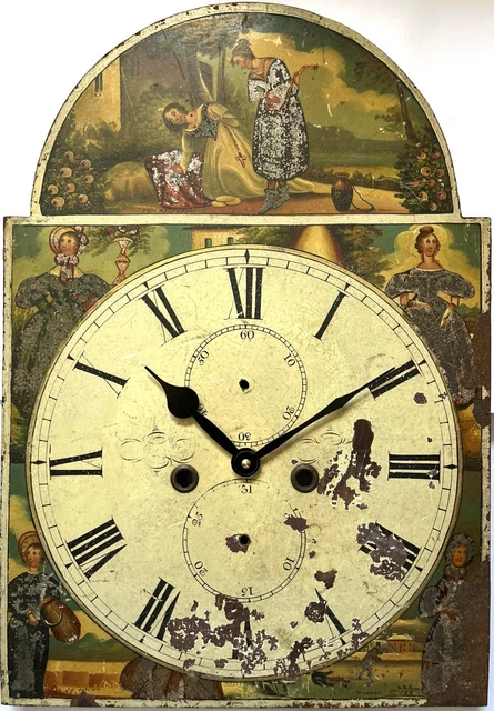ORIGINAL REVAMPED HAND-PAINTED Grandfather Longcase Clock Dial & Modern ...