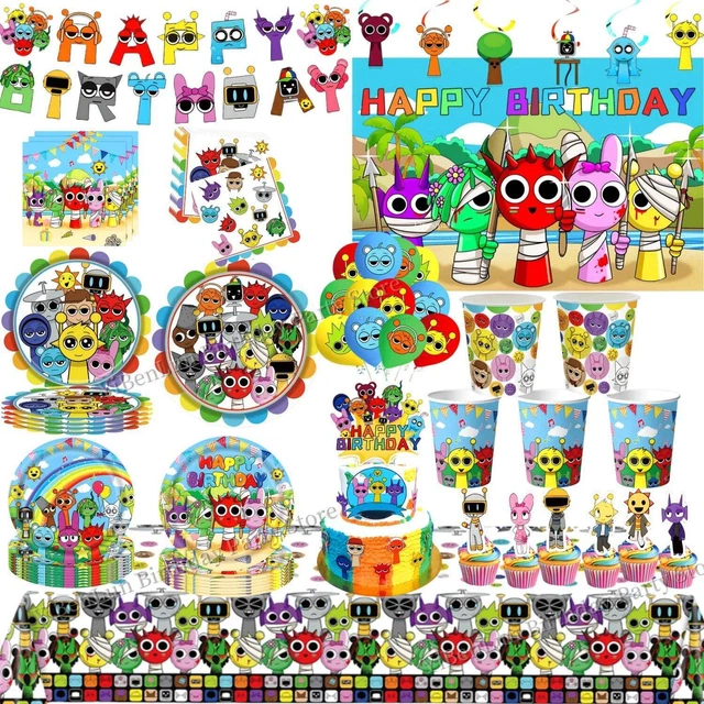 HOT GAME INCREDIBOX Sprunki Birthday Decoration Sprunki Tablecloth Cake ...