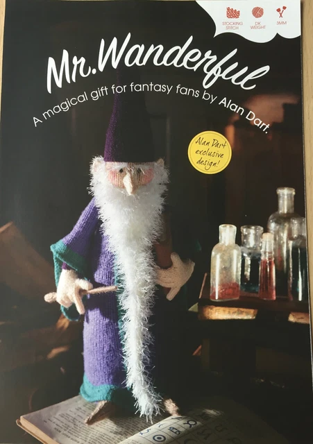 KNITTING PATTERN ALAN Dart Mr Wanderful magical wizard toy Cloak ...