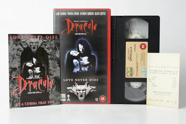 VINTAGE BRAM STOKER Dracula 1992 VHS Video Tape Promo Card Receipt ...