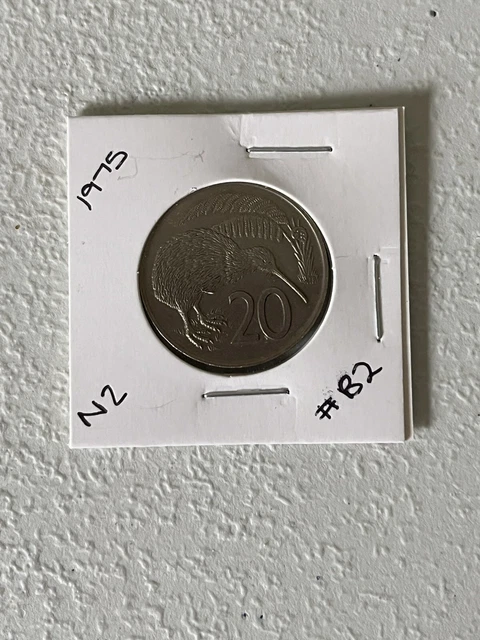 🟢1975 NEW ZEALAND 20 Cent Coin🟢 Kiwi Twenty Cents Queen Elizabeth Ii # ...