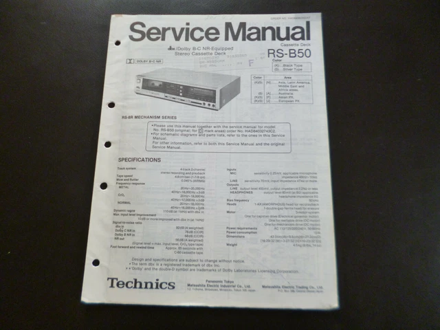 ORIGINAL SERVICE MANUAL Schaltplan Technics RS-DC8 EUR 12,50 - PicClick DE