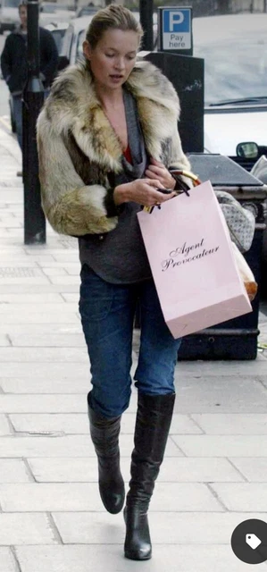 KATE MOSS TOPSHOP Distressed Black Leather Knee High Boots Size UK 6 £ ...