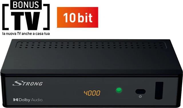 STRONG DECODER DIGITALE Terrestre DVB-T2 HEVC MPEG-4 HD 10 bit EGP Nero ...