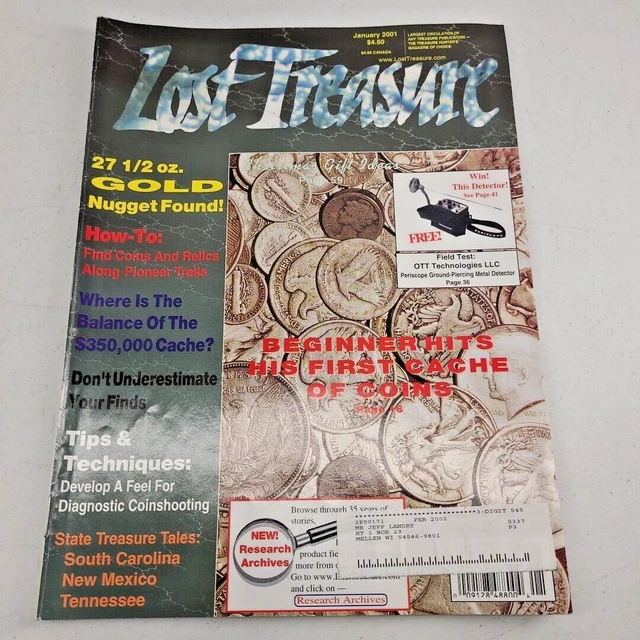 LOST TREASURE MAGAZINE January 2001 Hunters Guide Metal Detector Gold ...