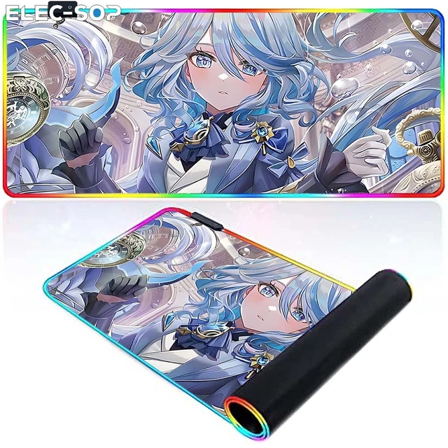 GENSHIN IMPACT DERIVATION Furina Led Large Gaming Mouse Pad Keyboard ...