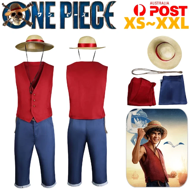ONE PIECE LUFFY Cosplay Costume Hat Live Action Film Suit Party Outfit ...