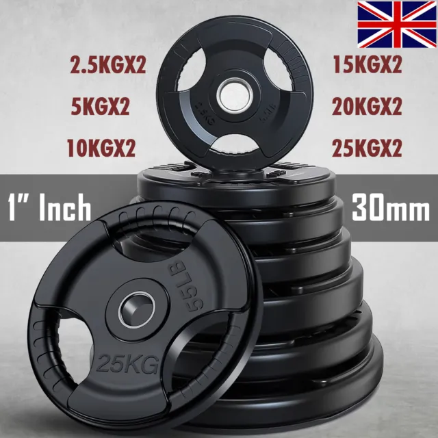 WEIGHT PLATES SET Pair Cast Iron 1" Hole Disc Dumbbell Standard Barbell ...