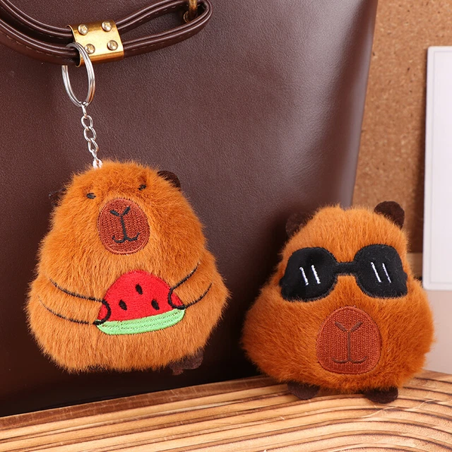 GLASSES CAPIBARA PLUSH Keychain Capybara Stuffed Doll Pendant Key Ring ...