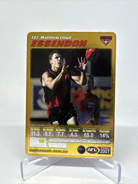 AFL TEAM COACH GOLD ESSENDON MATTHEW LLOYD #142 2007 Rare Mint $2.09 ...