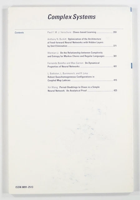 1991 AUG COMPLEX SYSTEMS Stephen Wolfram CELLULAR AUTOMATA computer ...
