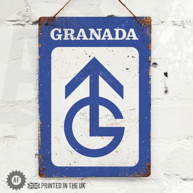 GRANADA TV METAL Wall Sign Pub Bar Kitchen Home Mancave Retro UK Itv ...