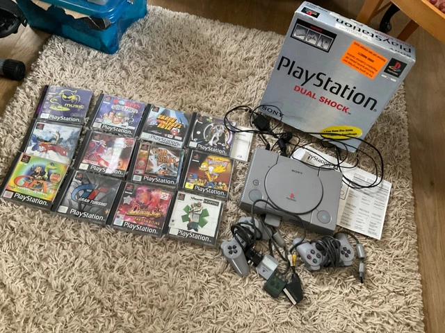 SONY PLAYSTATION DUEL Shock Console + Games Bundle + 2 memory cards ...