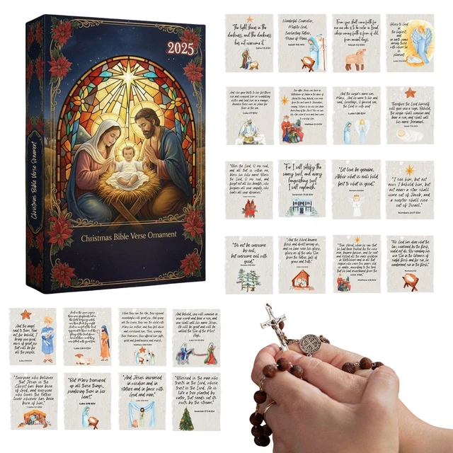 NATIVITY ADVENT CALENDAR 2025, Christmas Countdown with 24 Daily Bible ...