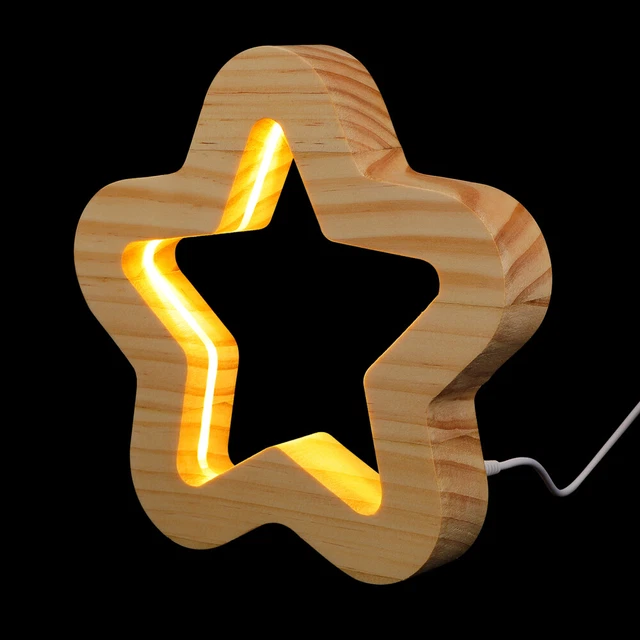 WOODEN NIGHT LIGHT Star Night Light LED Night Lamp Festival Lamp Decor ...