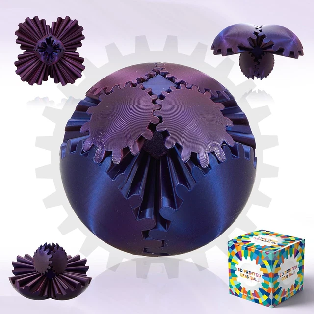 GEAR BALL-3D PRINTED Gear Sphere , 3D Printed Gear Toy Spin Ball Cube ...