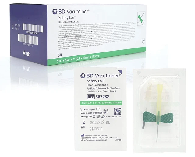 BD VACUTAINER BLOOD Collection Set Tubes Syringes 21g 50 Pack Green £55 ...