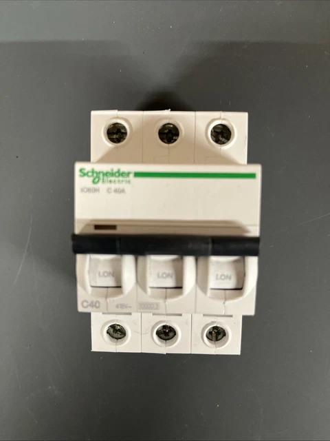 SCHNEIDER C40 MCB 40 Amp Acti9 iC60H Type C 40A Triple Pole 3 Phase A9F54340 £14.24 - PicClick UK