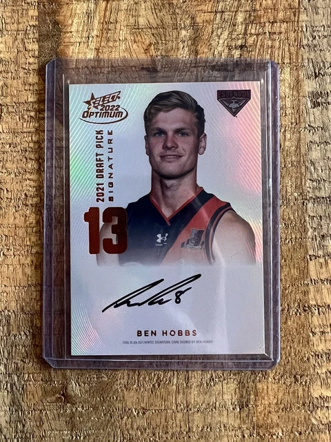 BEN HOBBS AFL Select 2022 Optimum Copper Draft Pick Signature Essendon ...