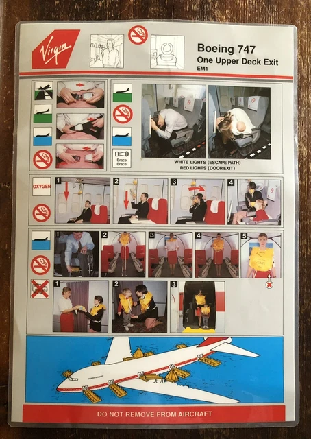 VIRGIN ATLANTIC AIRLINE Safety Card Boeing 747 EM1 Circa 2001 £7.99 ...