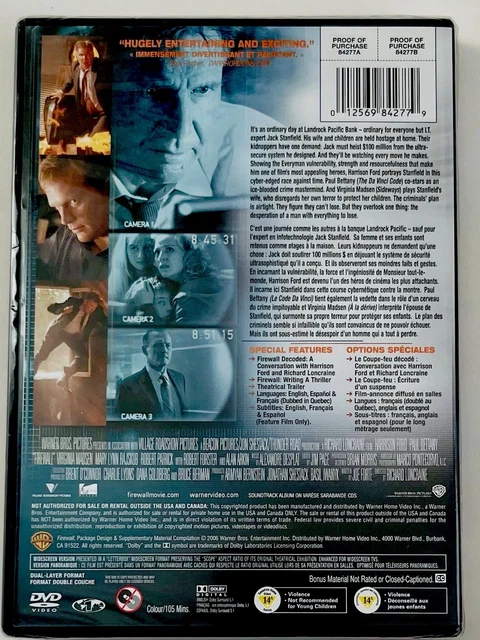 FIREWALL DVD (2007) Harrison Ford Paul Bettany Widescreen NEW $9.00 ...