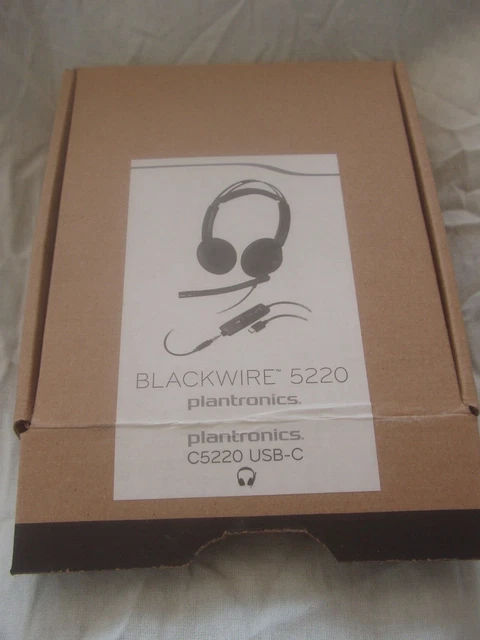 NEW PLANTRONICS BLACKWIRE C5220 USB-C Poly Headset With Storage Pouch ...