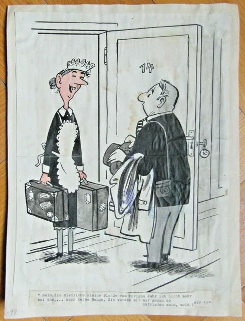 DESSIN À L'ENCRE original - dessin animé d'Alexander Knuth, années 1950 ...