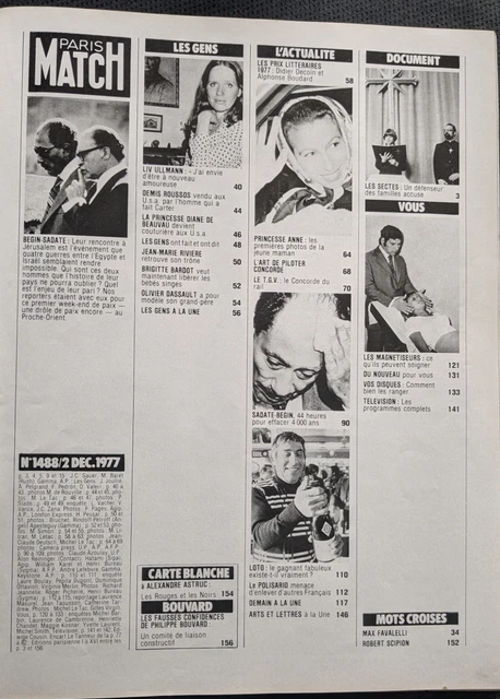 PARIS MATCH N° 1488 - 2/12/1977 - Sadate Begin EUR 2,50 - PicClick FR