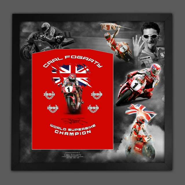 CARL FOGARTY HAND Signed Custom Designed T-Shirt In A Picture Mount ...