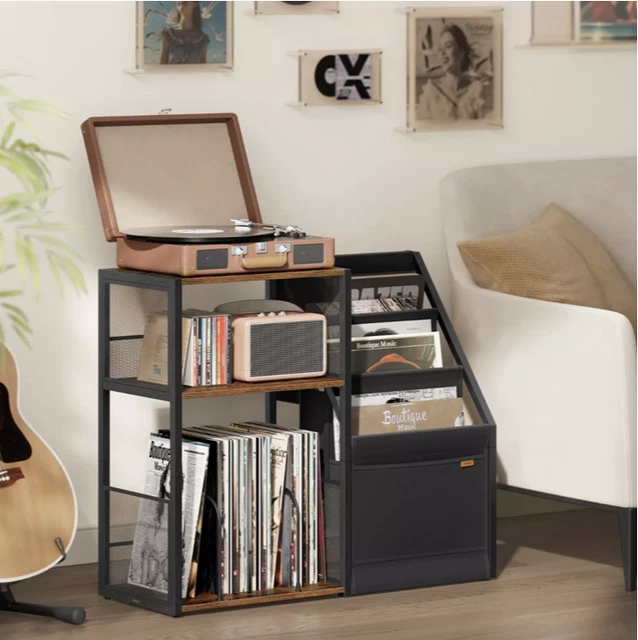 INDUSTRIAL HIFI CABINET Retro Stereo Unit Vintage Vinyl Record Storage ...