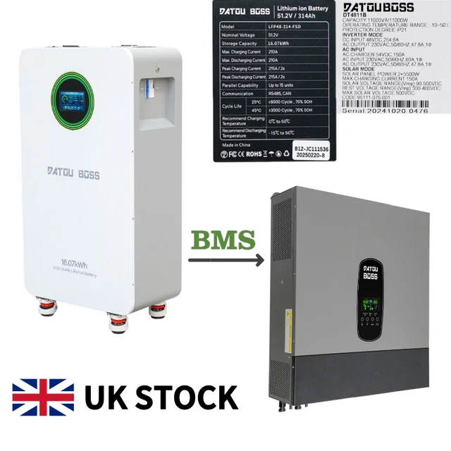 16.07KWH 48V 314AH Lithium Battery +11KW Hybrid Inverter Solar Energy ...