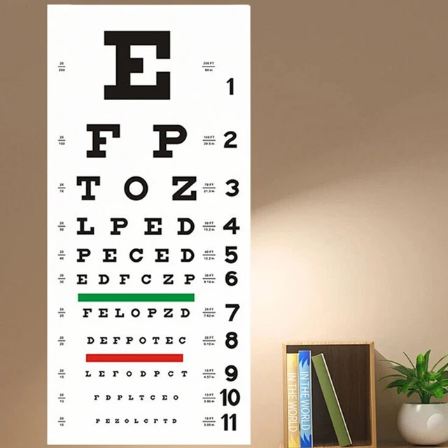 EYE CHART VISUAL Testing 20 Feet Low Vision Eye Test Wall Chart for Eye ...