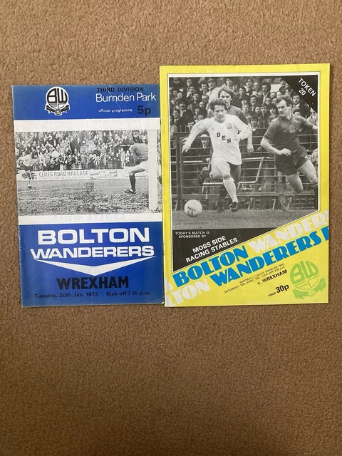 BOLTON WANDERERS V Wrexham 2 Programmes £1.20 - PicClick UK