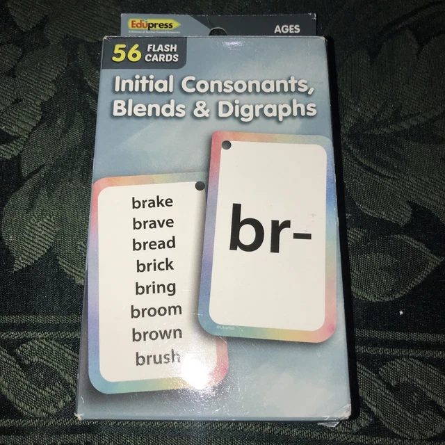 EDUPRESS INITIAL CONSONANTS Blends & Digraphs Flash Cards 56 Cards ...