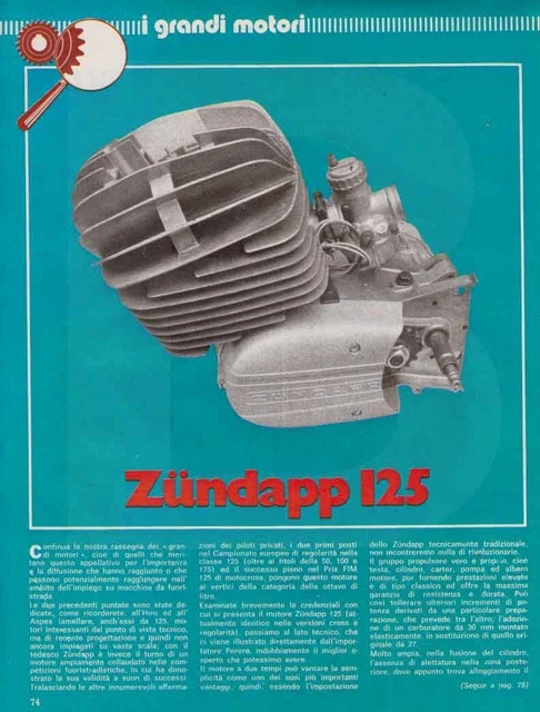 ADVERTISING PUBBLICITÀ MOTORE ZUNDAPP 125 1975-VINTAGE ENGINE SIX DAYS ...